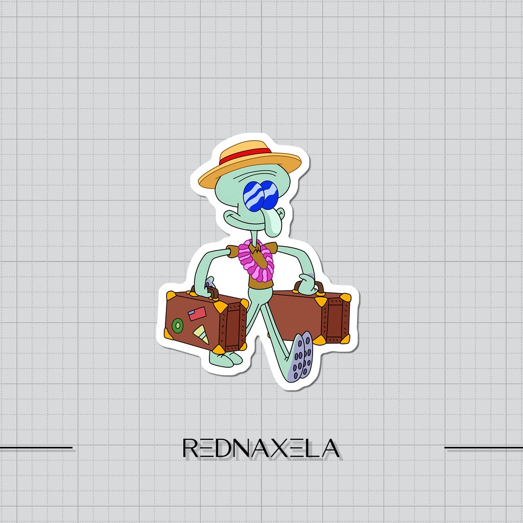 Squidward Vacation Vinyl Stickers Outdoor Waterproof Suitcase Stickers ...