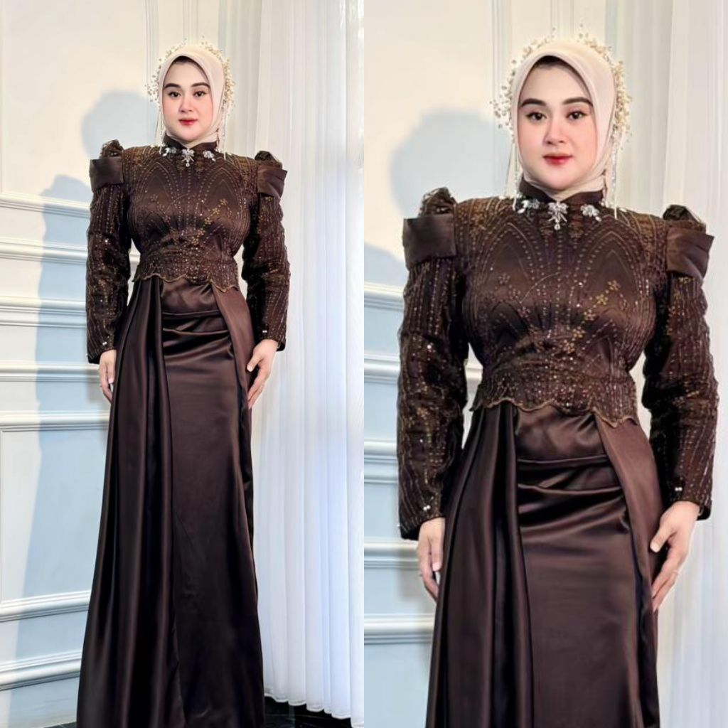 Calista Dress Velvet Mix Tille Spangel Sequin Application Latest Gamis ...