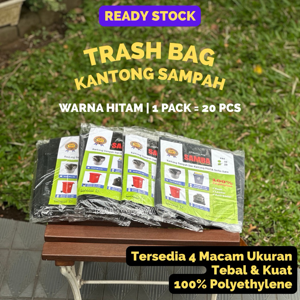 Black Plastic Trash Bags, 20 Pieces | Trash Bag Garbage Bag Thick ...