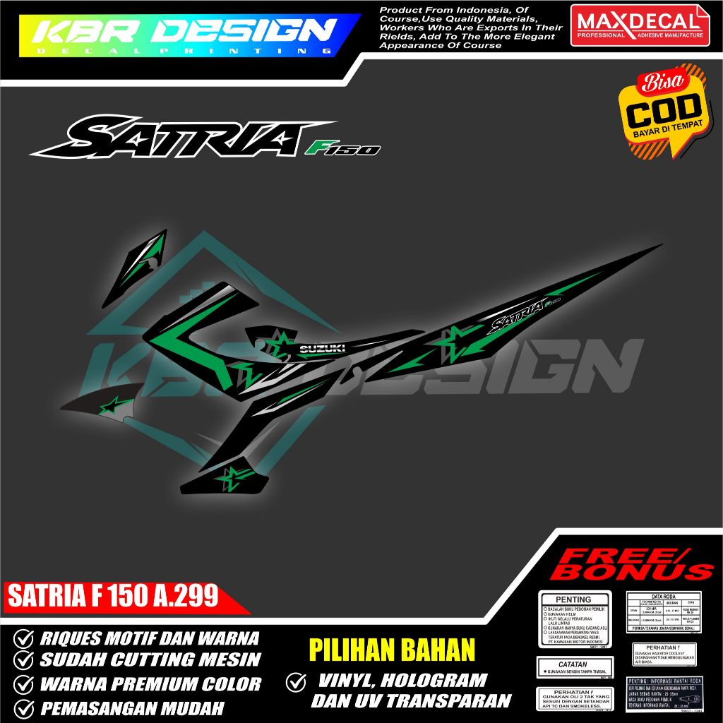 SUZUKI SATRIA F 150 FACELIFT MOTORCYCLE STRIPING STICKER SATRIA F 150 ...
