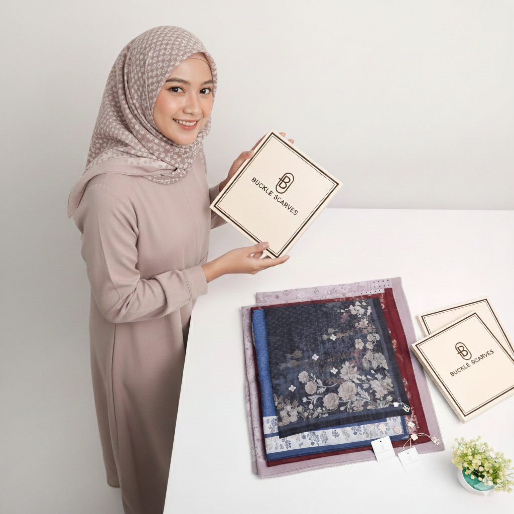 Hijab business package box buckle hijab/hijab premium box buckle ...