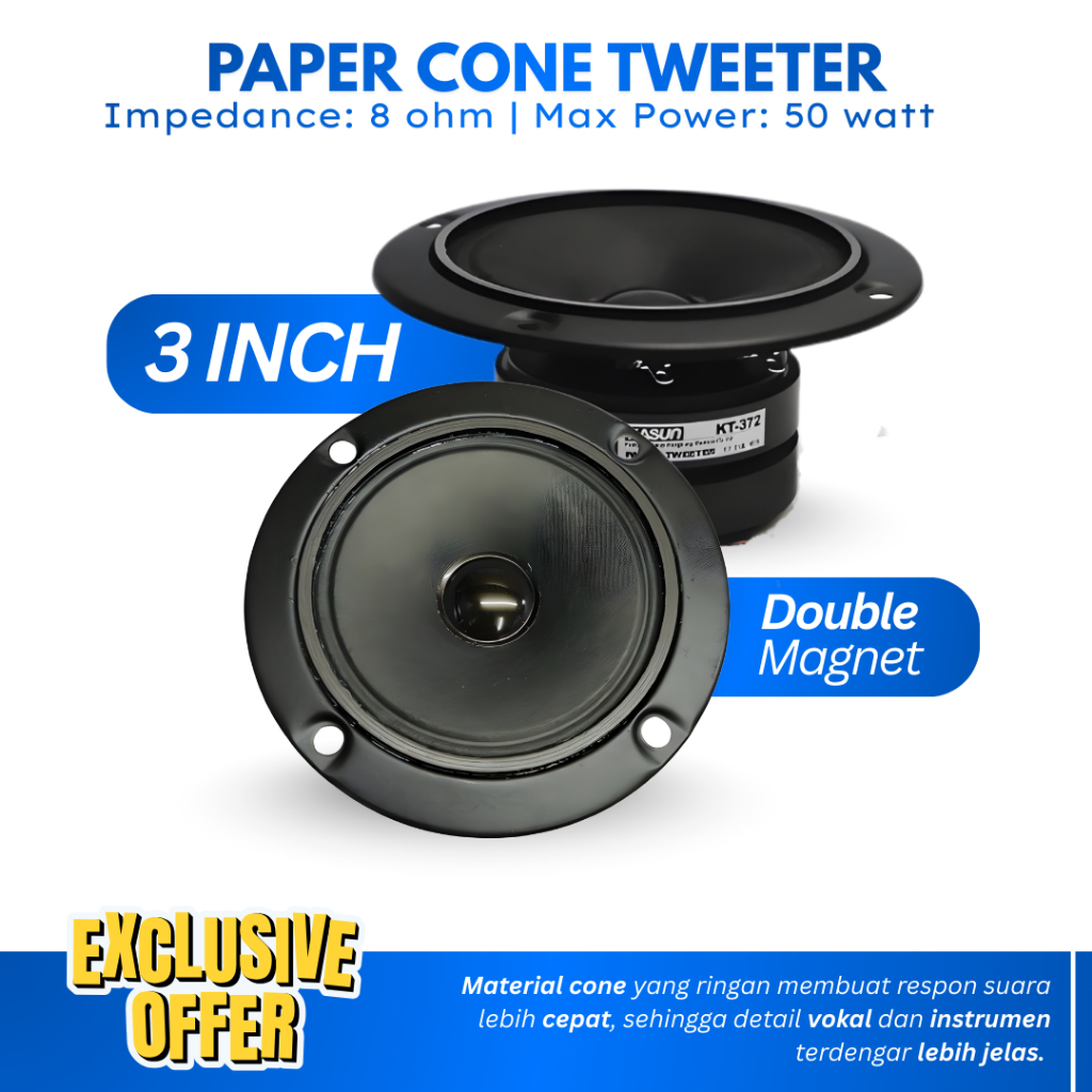 Tweeter Speaker 3 Inch 8 Ohm 50 Watt Double Magnet Tweeter 3 In Clear ...
