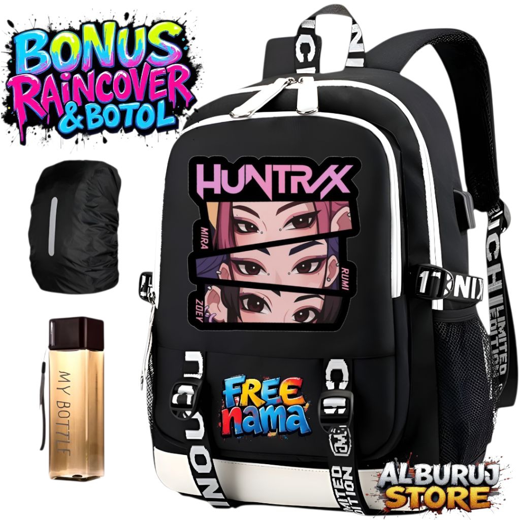 Alburujstore - Anime Huntrix School Backpack Custom Name Bonus ...