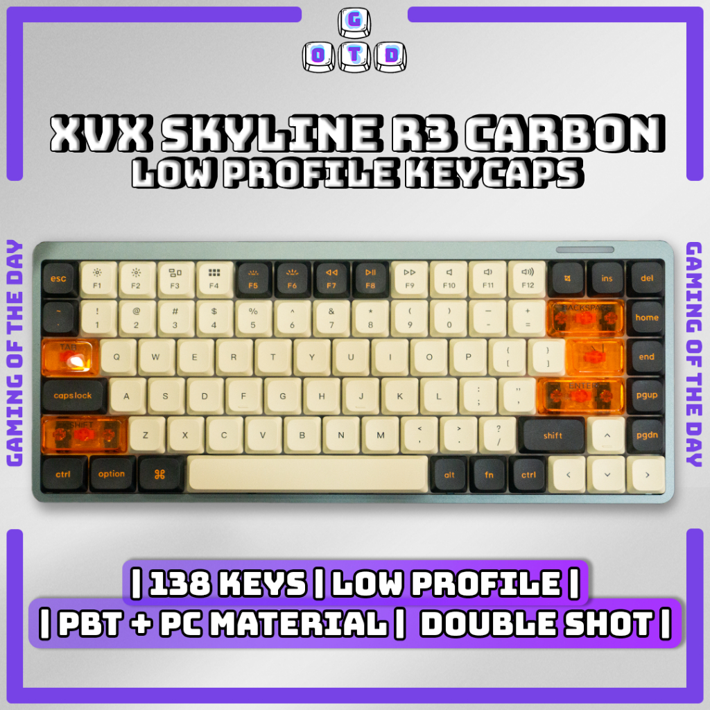 XVX Skyline R3 Carbon Low Profile Keycaps Double Shot PBT + PC 3 ...