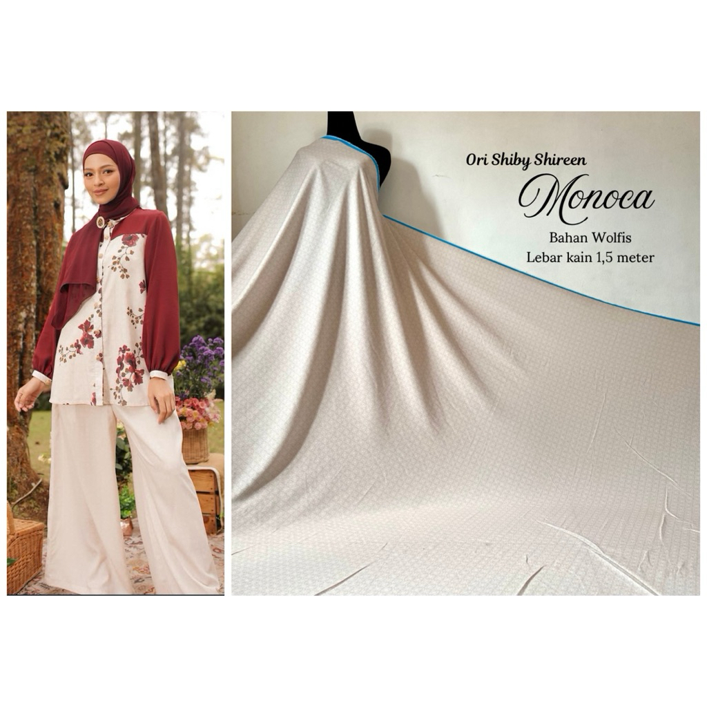 Original Shiby Shireen Fabric Monoca Motif Wolfis Material | Shopee ...