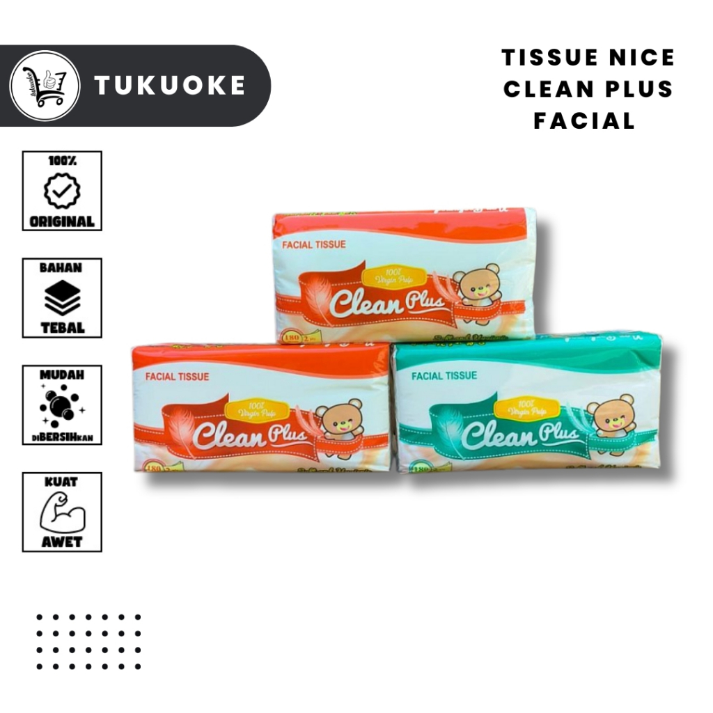 Nice CLEAN Tissue PLUS FACIAL Tissue 180 SHEETS 360 SHEETS 2-PLY Nice ...