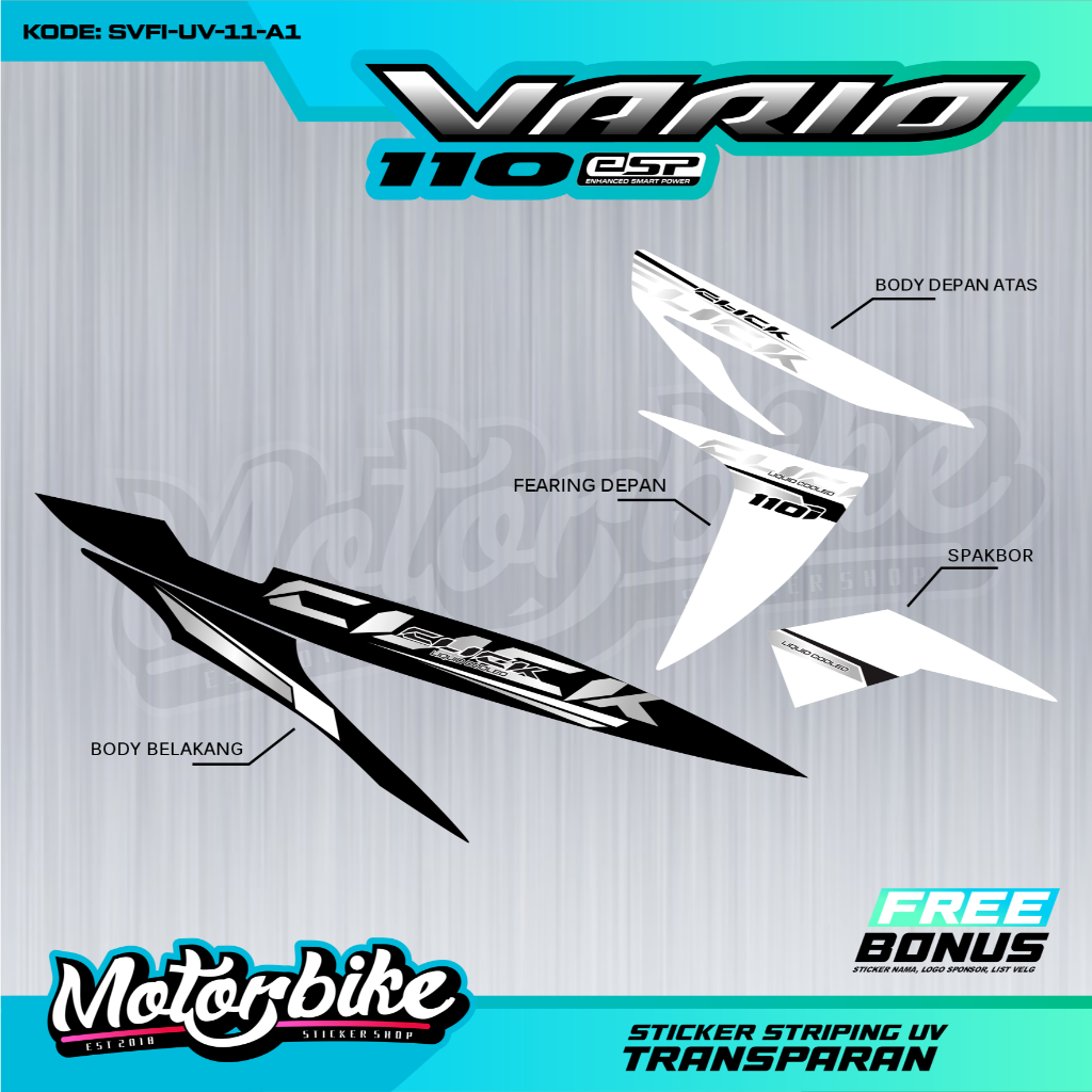 FORSALE STRIPING UV VARIO 110 FI TRANSPARENT CLEAR MATERIAL STICKER UV ...