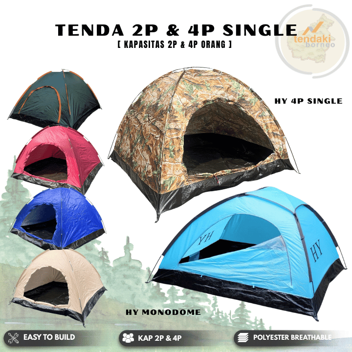 TENDA HY Monodome Waterproof Single Layer Mountain Camping Tent 2-3P ...