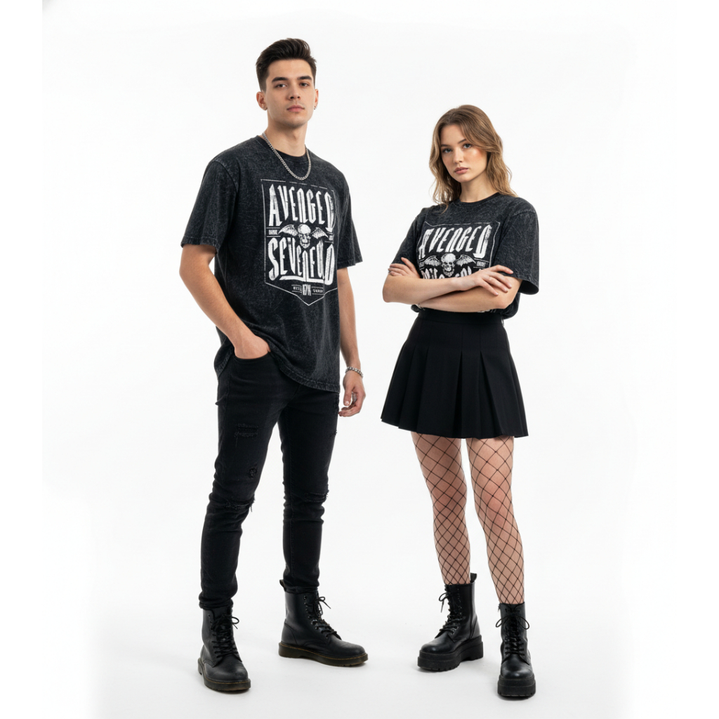 SUPERIOR Avenged Sevenfold sandwash washed tshirt oversize & slim-fit ...