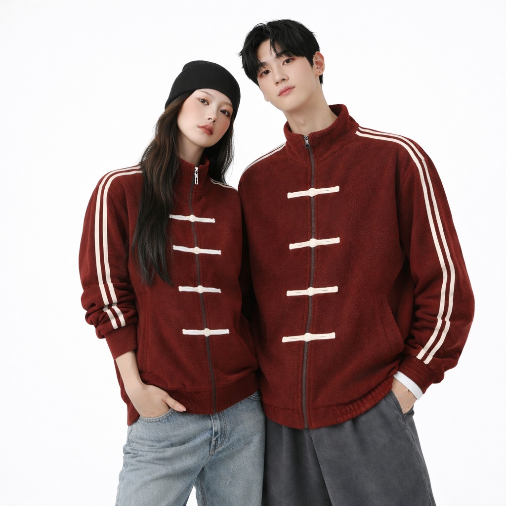 - Lunar Jacket Stripe Chinese New Year Jacket Track Chinese Knot Outer ...