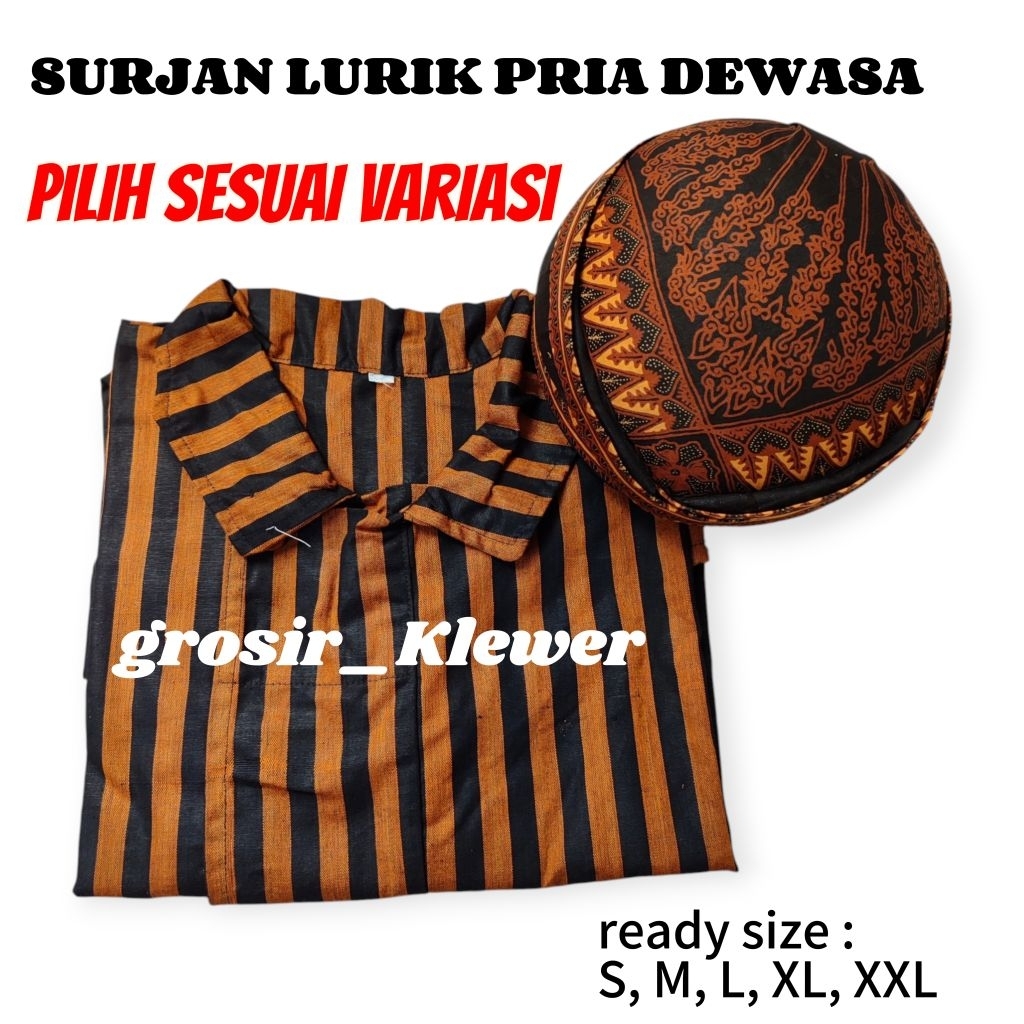 Javanese traditional clothing men's lurik clothing/ + blangkon lurik ...