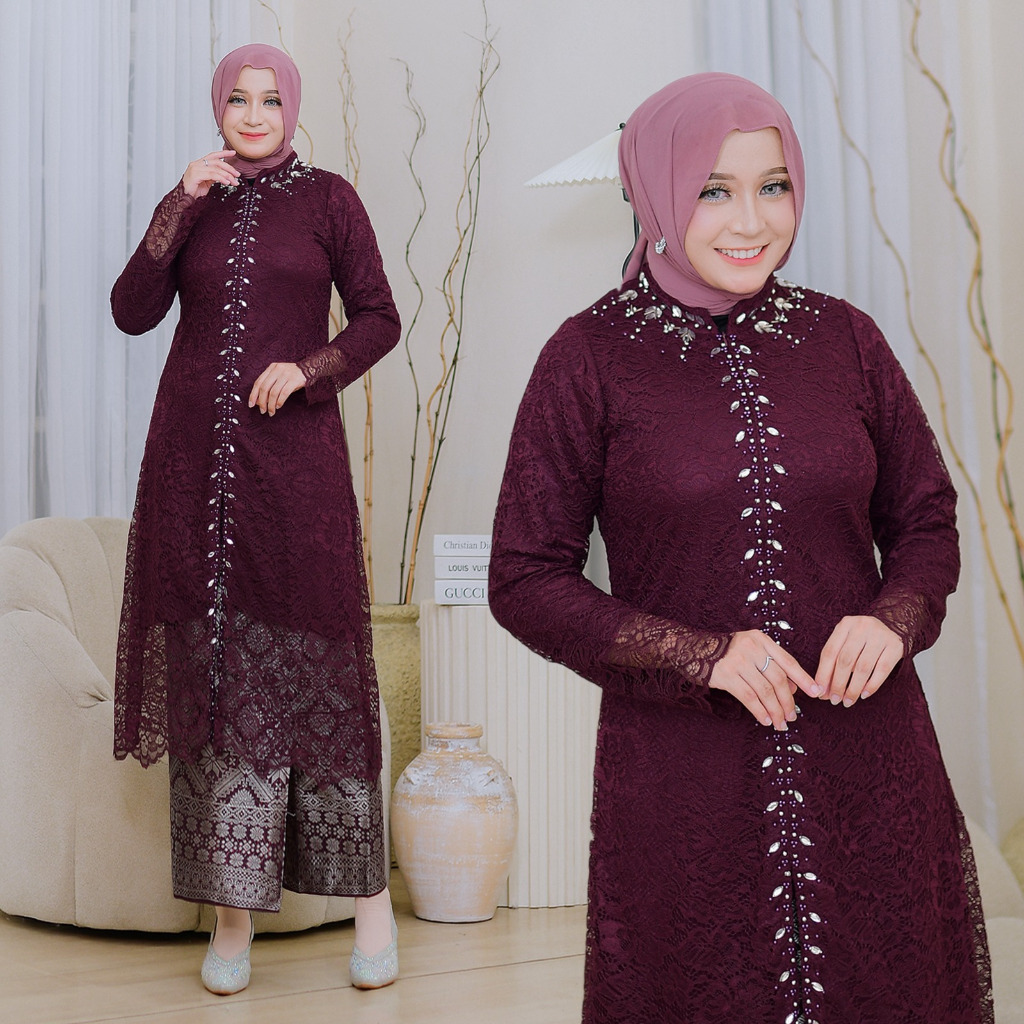 Vanriz Kebaya-Kebaya Tunic Burkat Zola Wedding Suit with Songket Span ...