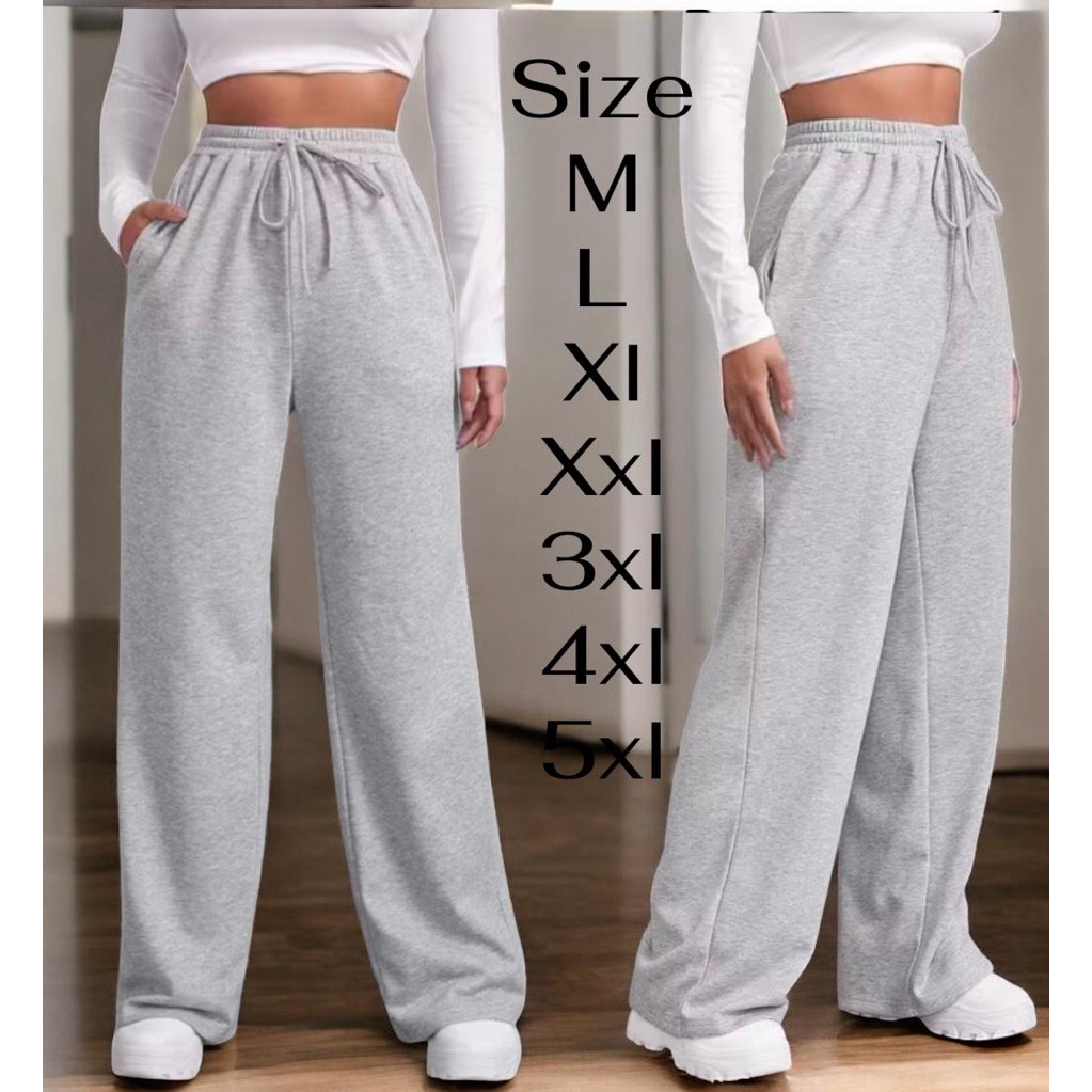 SWEAT PANTS BAGGY FIT LOSSEE PANTS SUPER JUMBO WOMEN'S LONG PANTS JUMBO HIGHTWAIST | Shopee Malaysia