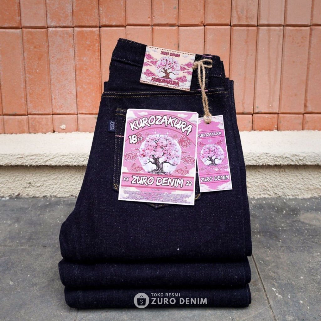 ZURO DENIM - KUROZAURA 18oz Selvedge Denim Pants - Black x Deep Indigo ...