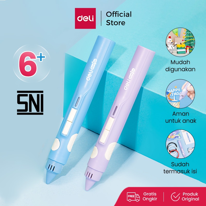DELI Genius 3D Pen With Cable Educational Toys SNI Children's 3D ...