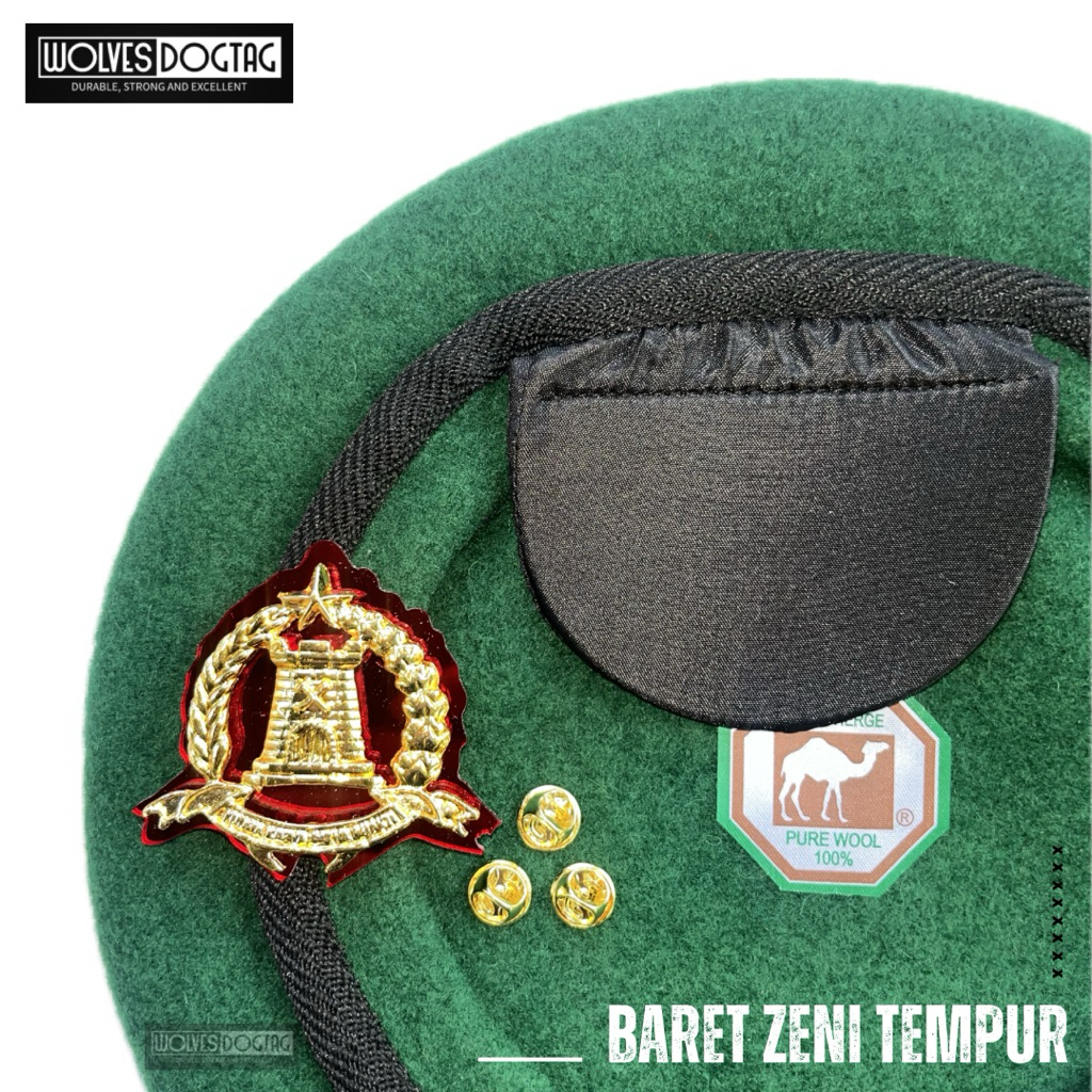HIJAU Zen beret camel beret/ Green beret/ TNI AD hat/ Combat zeni ...