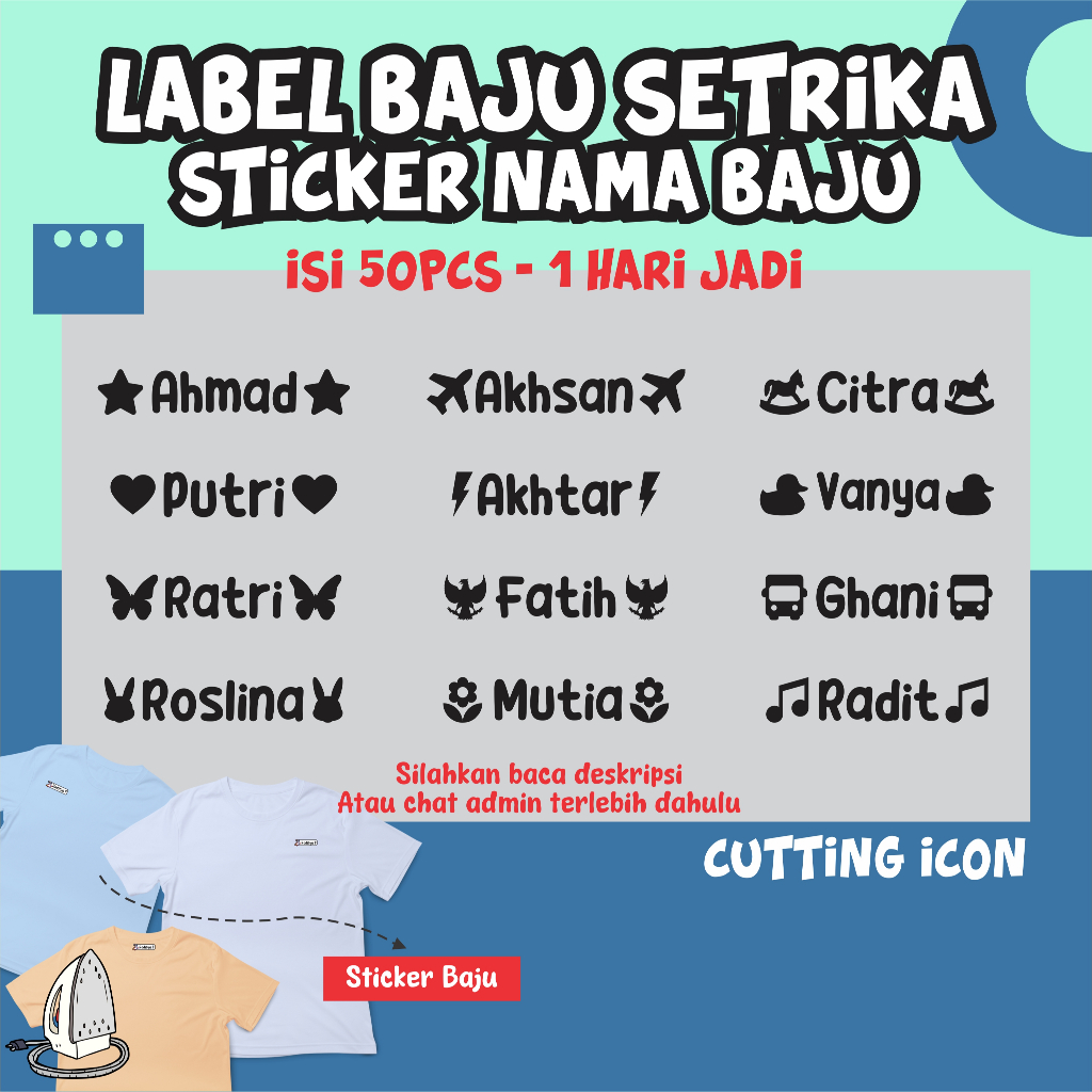 Clothes stickers - iron-on labels for children's names - name labels ...