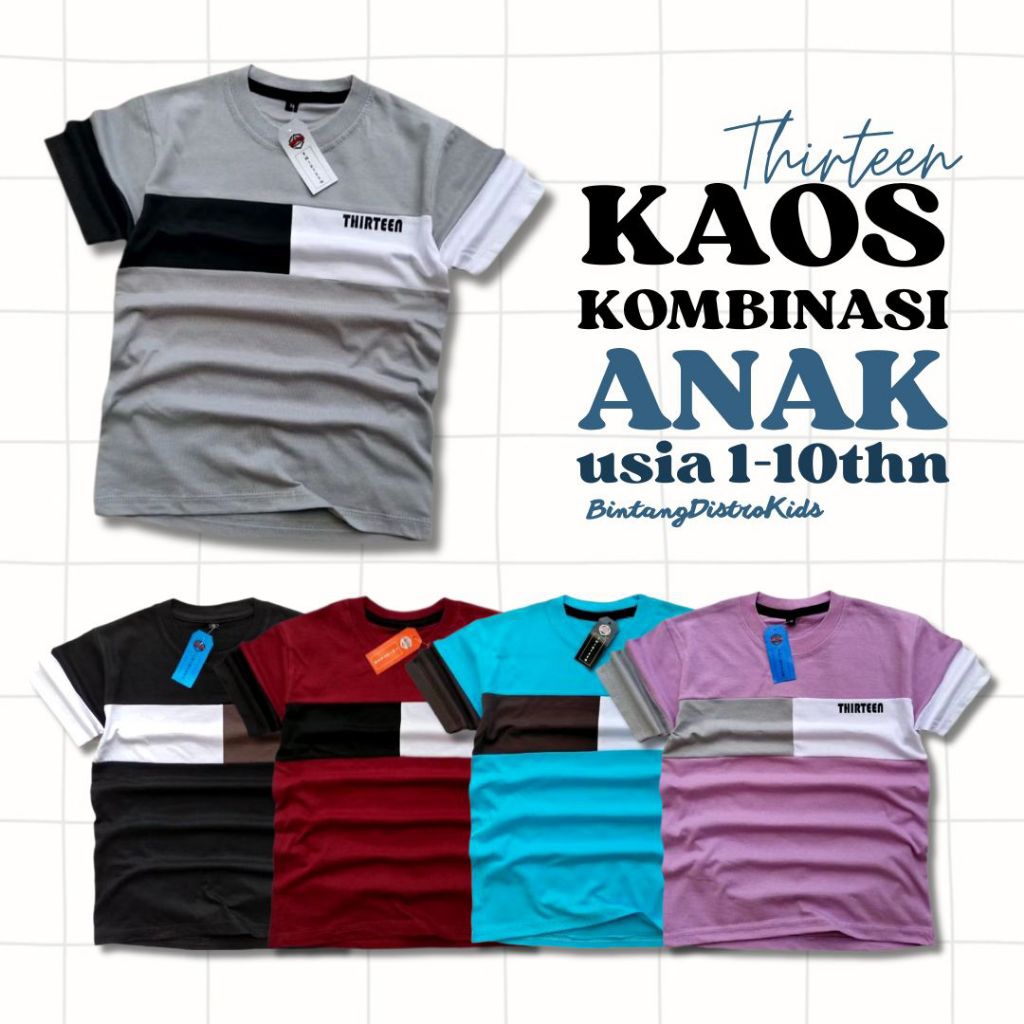 Children's t-shirts, 3-color combination, children's distro t-shirts ...