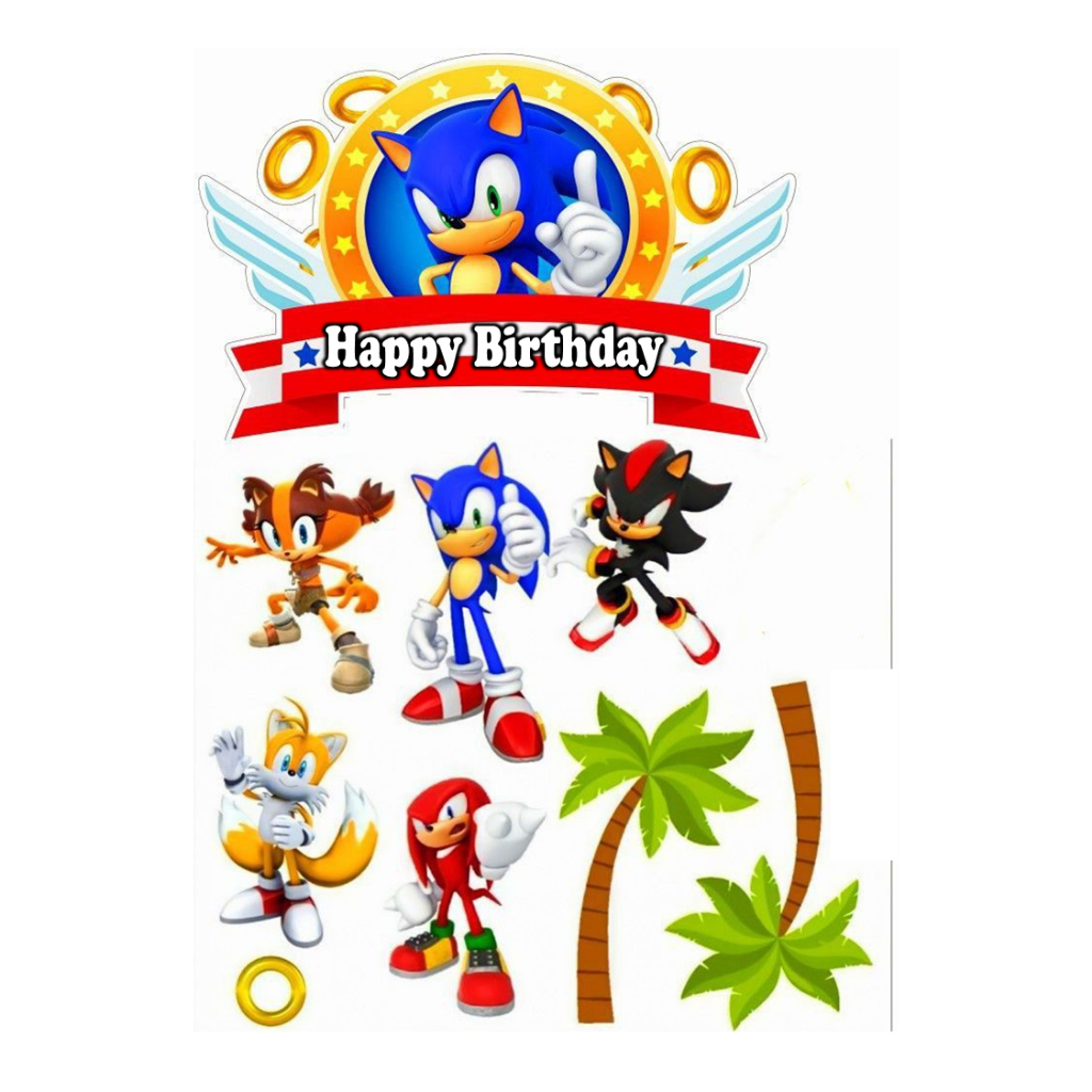 Custom SONIC Theme Cake Topper | Sonic Birthday Topper | Cheap Sonic ...