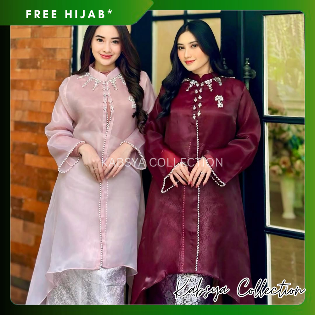 Setelan Kurung Melayu Model Outer Organza Payet Premium / Gaun Outer ...