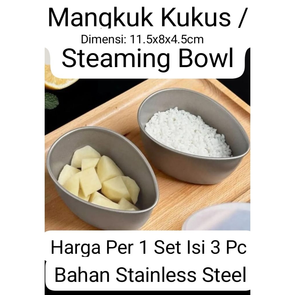Steamer Bowl Stainless Steel Steamer BowI/ Price per Set of 3 Pcs Food ...