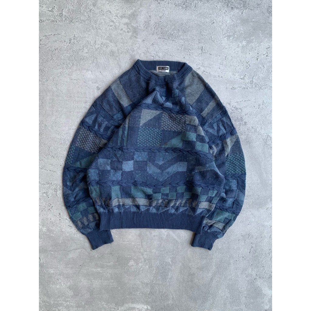 Kniwear vintage cable braid texture 3D coogi pattern grandpa sweater ...