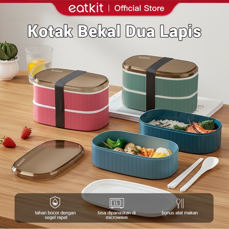 Eatkit Lunch Box 900ml | Lunch Box | Two-Layer Aesthetic Lunch Box ...