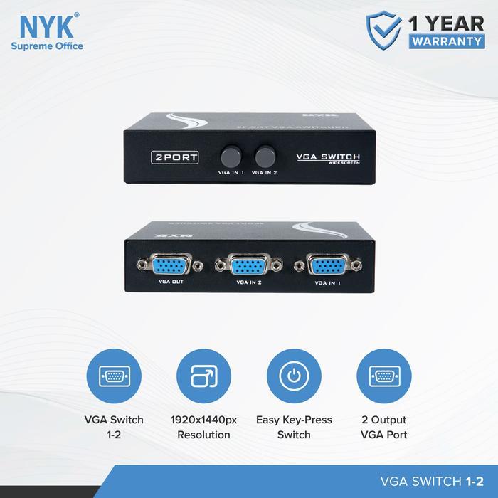 VGA Switch 2 Port NYK VGA Switcher Manual 2 Input 1 Output Monitor ...