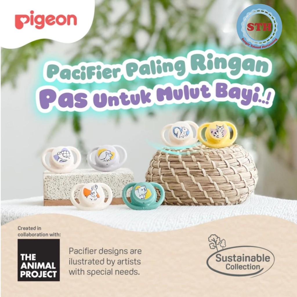Pigeon Minilight Pacifier Sustainable | Baby Pacifier (M6+BLN & L12+BLN ...