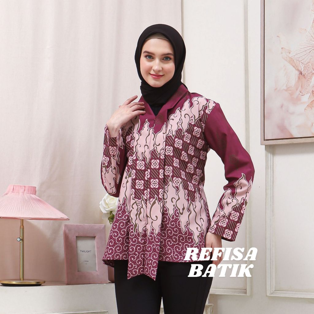 Modern women's batik work Blouse with floral motif, long balloon ...