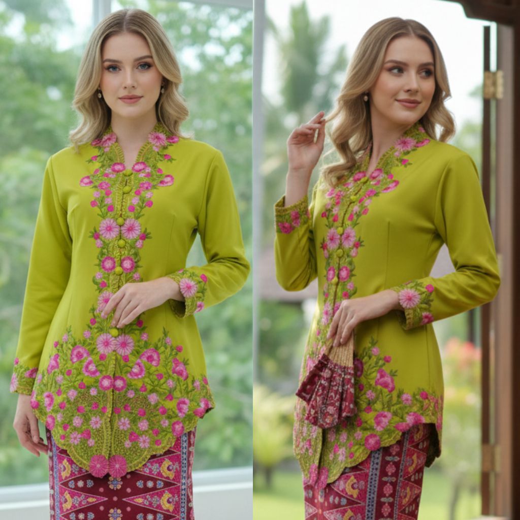 Modern Betawi Encim Kebaya with Various Floral Embroidery pilihan ...