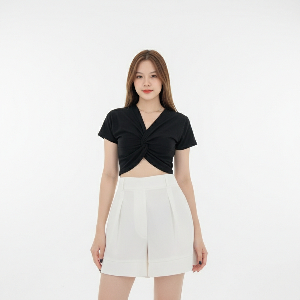 Eunji Crop top Cross: Ribbon Cross Crop top: Women's T-shirt: Women's ...