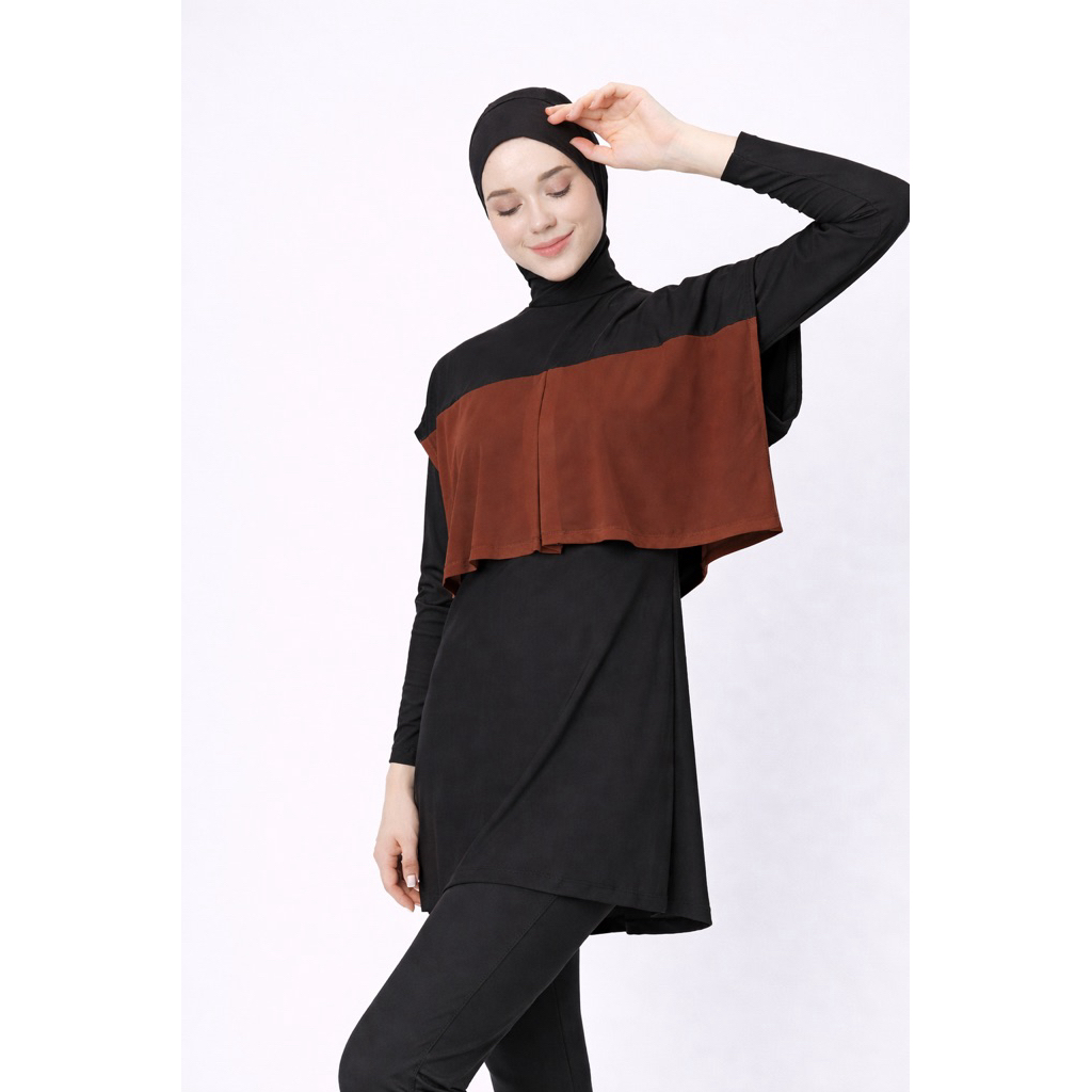 ZAWA Damla Muslimah Swimwear Mix Brown - Muslimah Swimwear Hijab Syari ...