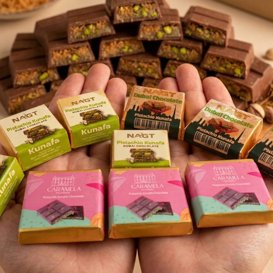 CARAMELAMINI Dubai Chocolate NAGT/ 1 pc 100% Saudi Arabian Mini ...