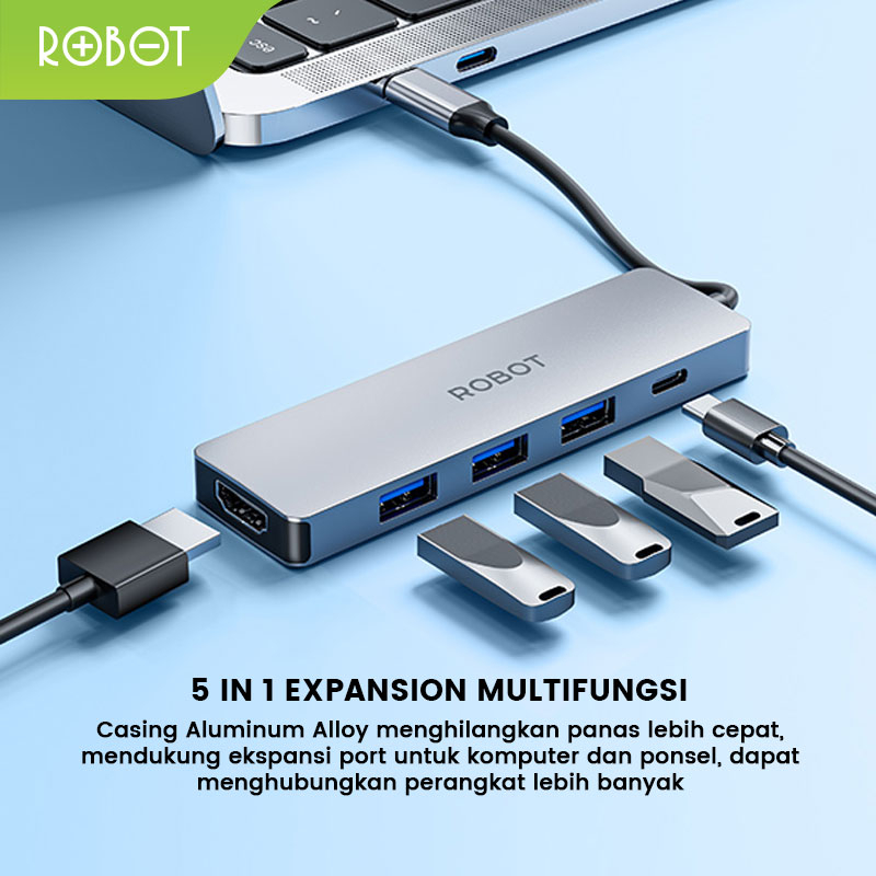 Robot USB Hub HT255S Multiport 5 in1 USB C Adapter 1 year guarantee ...