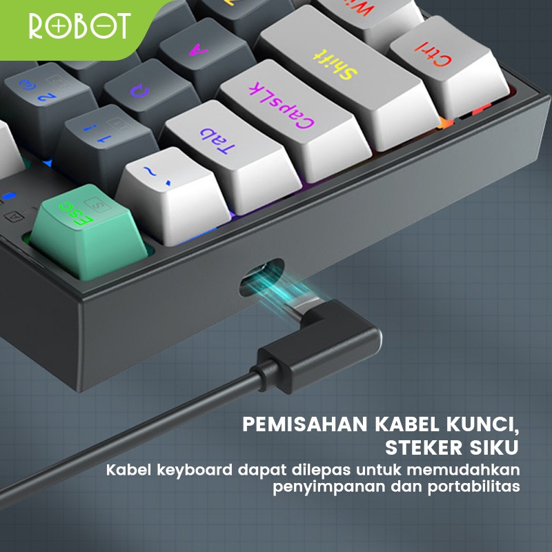 ROBOT WORKMATE II Mechanical Wired Keyboard Gaming 94 Keys PBT Keycaps ...