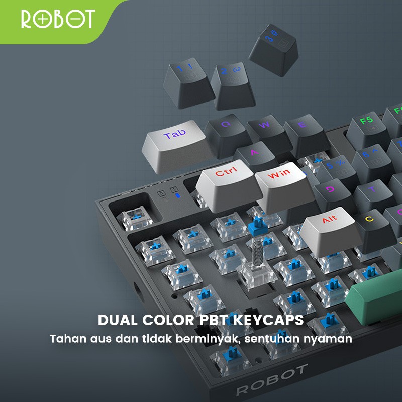 ROBOT WORKMATE II Mechanical Wired Keyboard Gaming 94 Keys PBT Keycaps ...