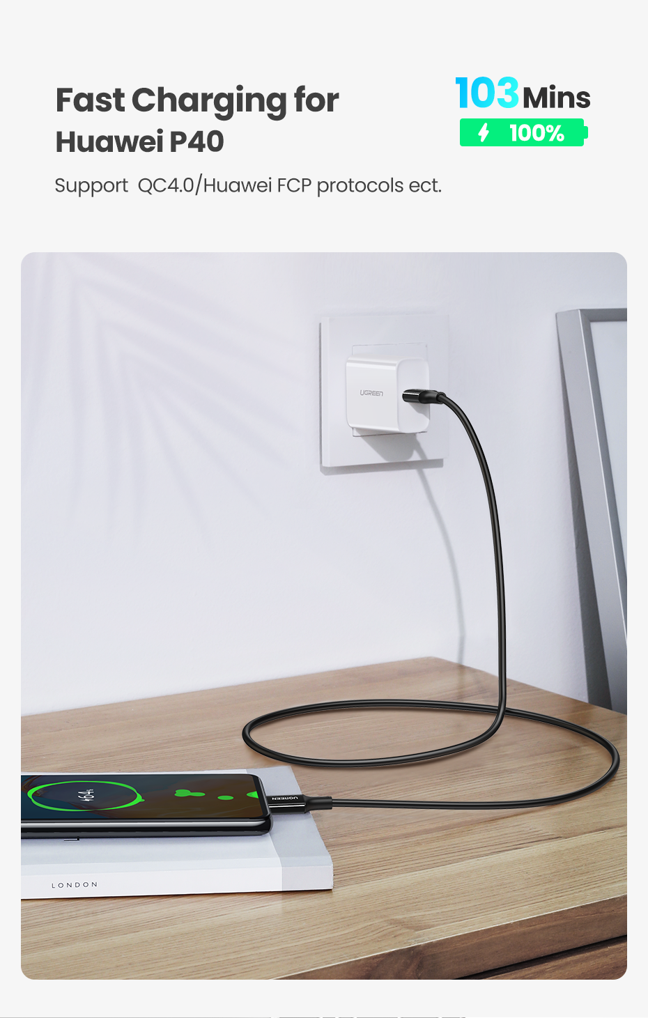 Ugreen Data Charger Cable PD Type C to Type C Premium PVC PD Fast ...