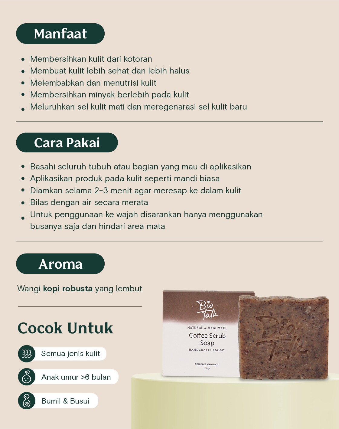Biotalk Coffee Scrub Soap | 120 grams | No SLS/SLES | Coffee Bath Soap ...