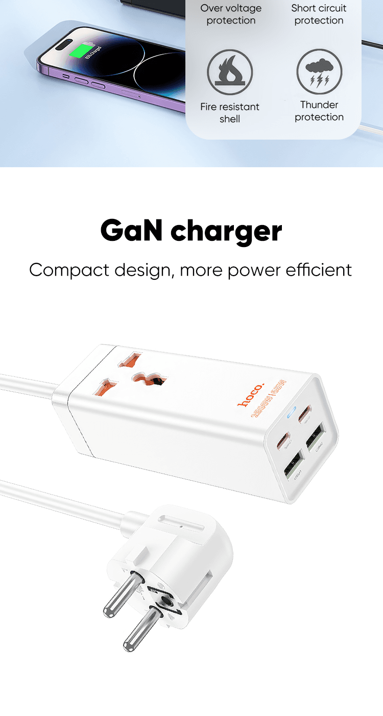 Hoco Charger Head GAN3 65W PD Fast Charger 4in1 USB Adapter Type-c ...