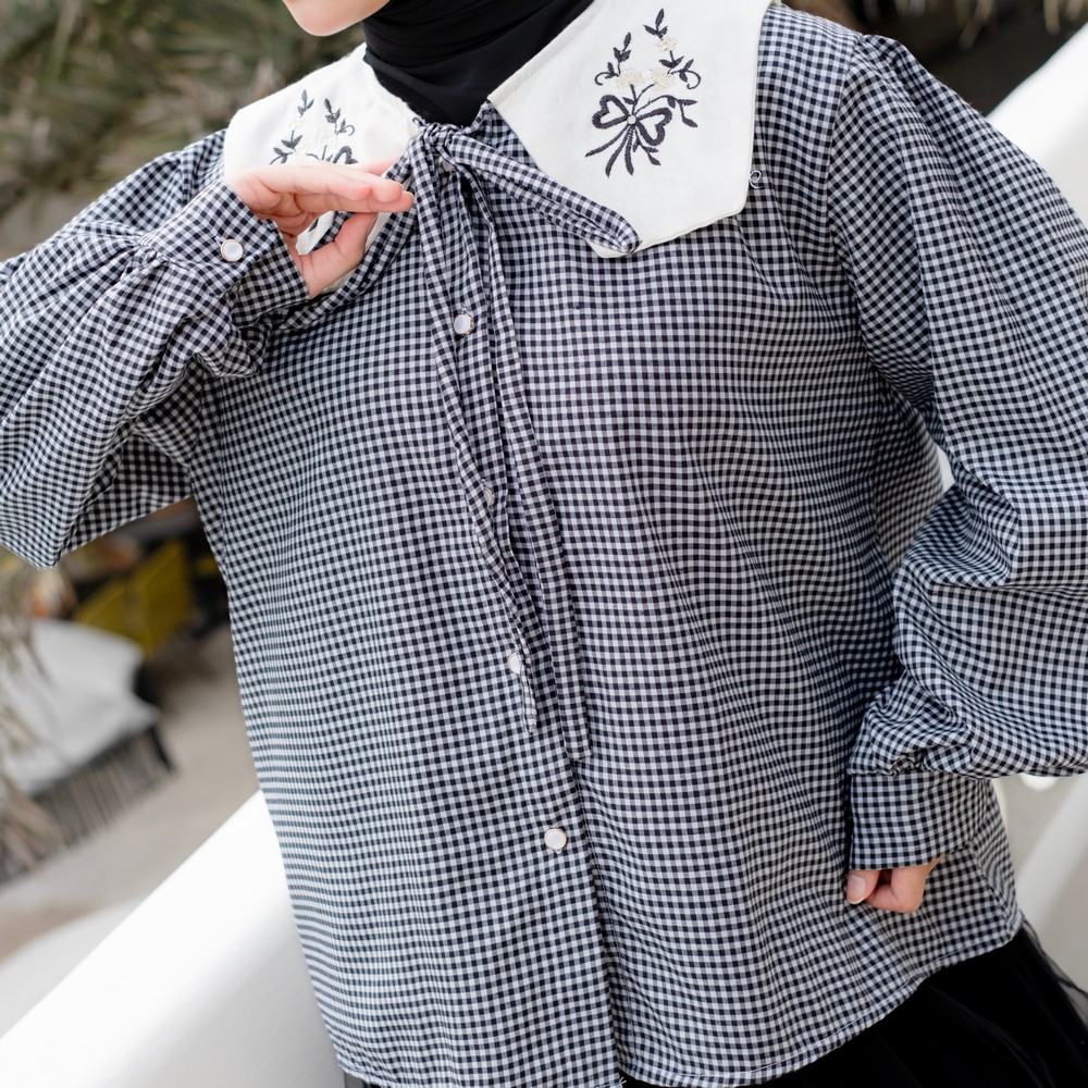 KEMEJA Mybamus Sheri Collar Shirt - Muslim Work Shirt - Embroidered ...