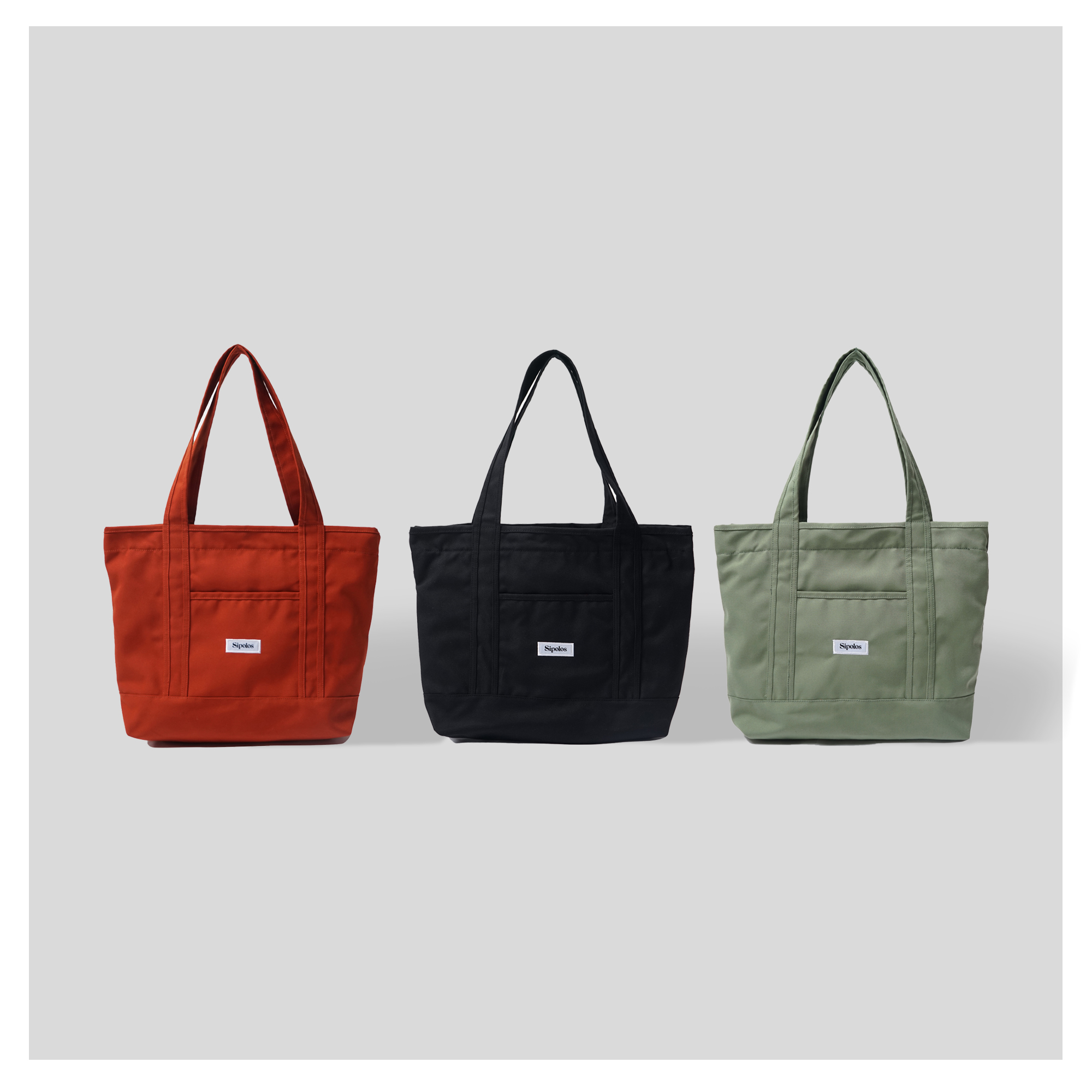 Sipolos Tote Bag for Men and Women Heavy Canvas Zipper 14" Spruce Green ...