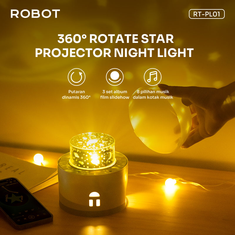 Robot Projection Lamp RT-PL01 Aesthetic Room Lamp 360 Rotation 4 LED ...