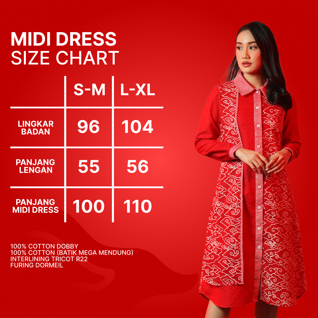 Batik TRUSMI Merdeka Collection Midi Dress Batik Mega Mendung | Shopee ...