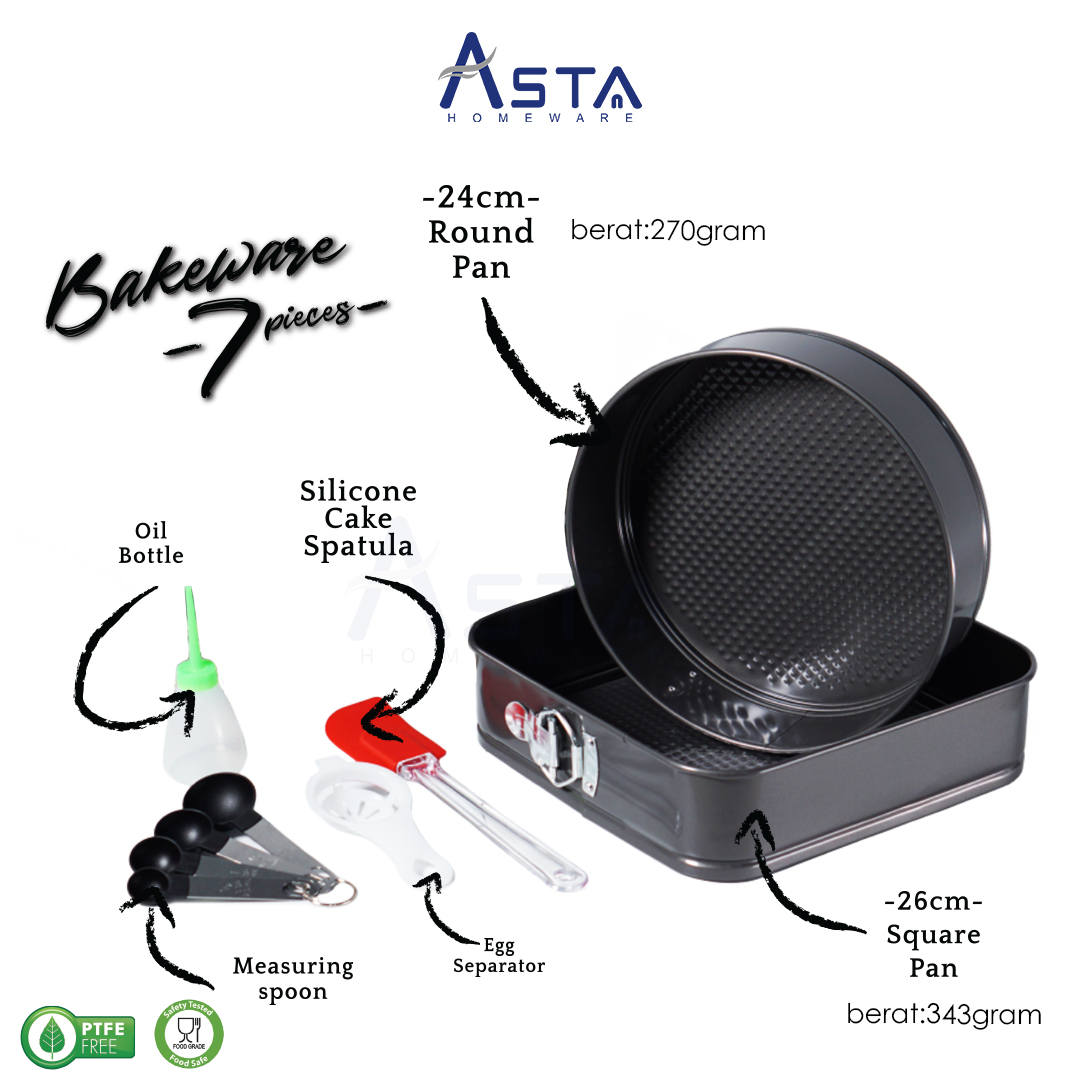 Asta Non-Stick Sponge Cake Pan Complete Set Of Baking 6 in 1 | Shopee ...