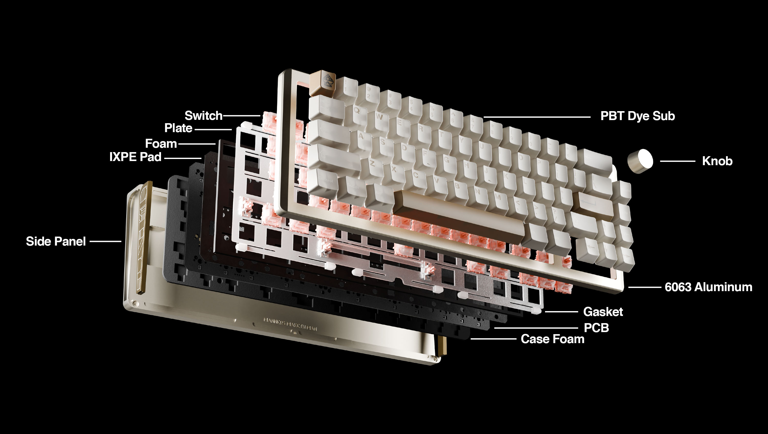 Noir Spade65 65% Aluminum Wireless Mechanical Keyboard Gasket Mount ...