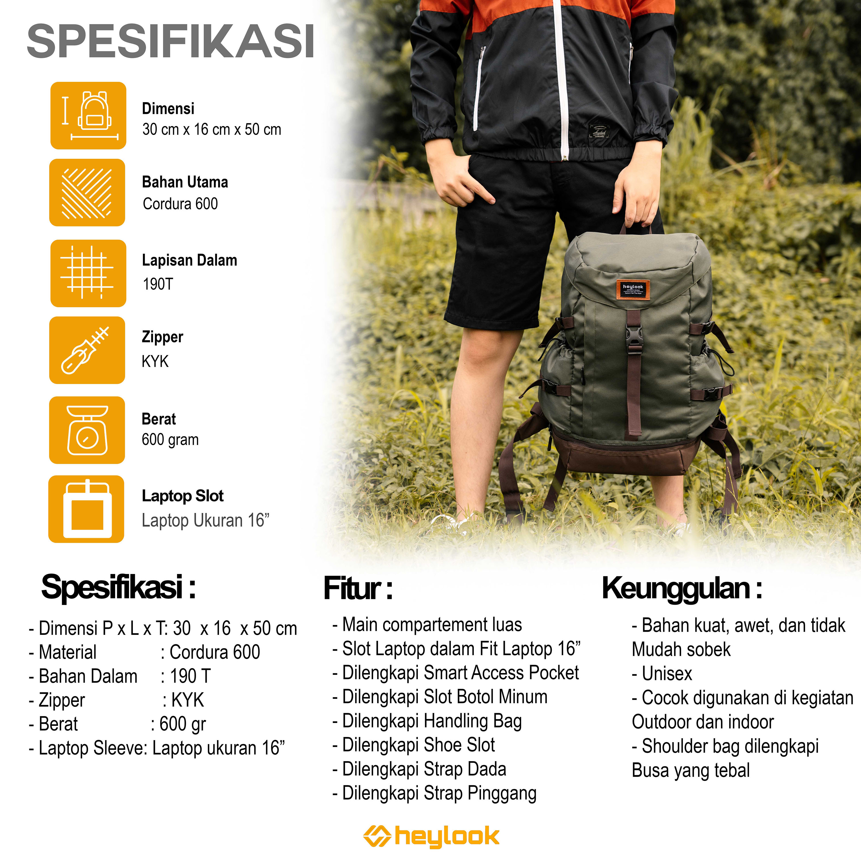 HEYLOOK Official - HAMERU Mountain Backpack Backpack Carrier Hiking ...