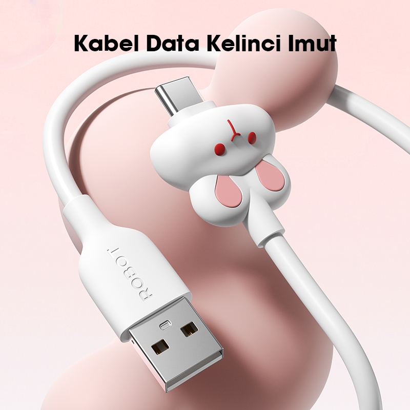 Robot Data Cable RPM100/RPL100/RPC100 Rabbit White 2.4A 100cm Original - 1 Year Guarantee ...