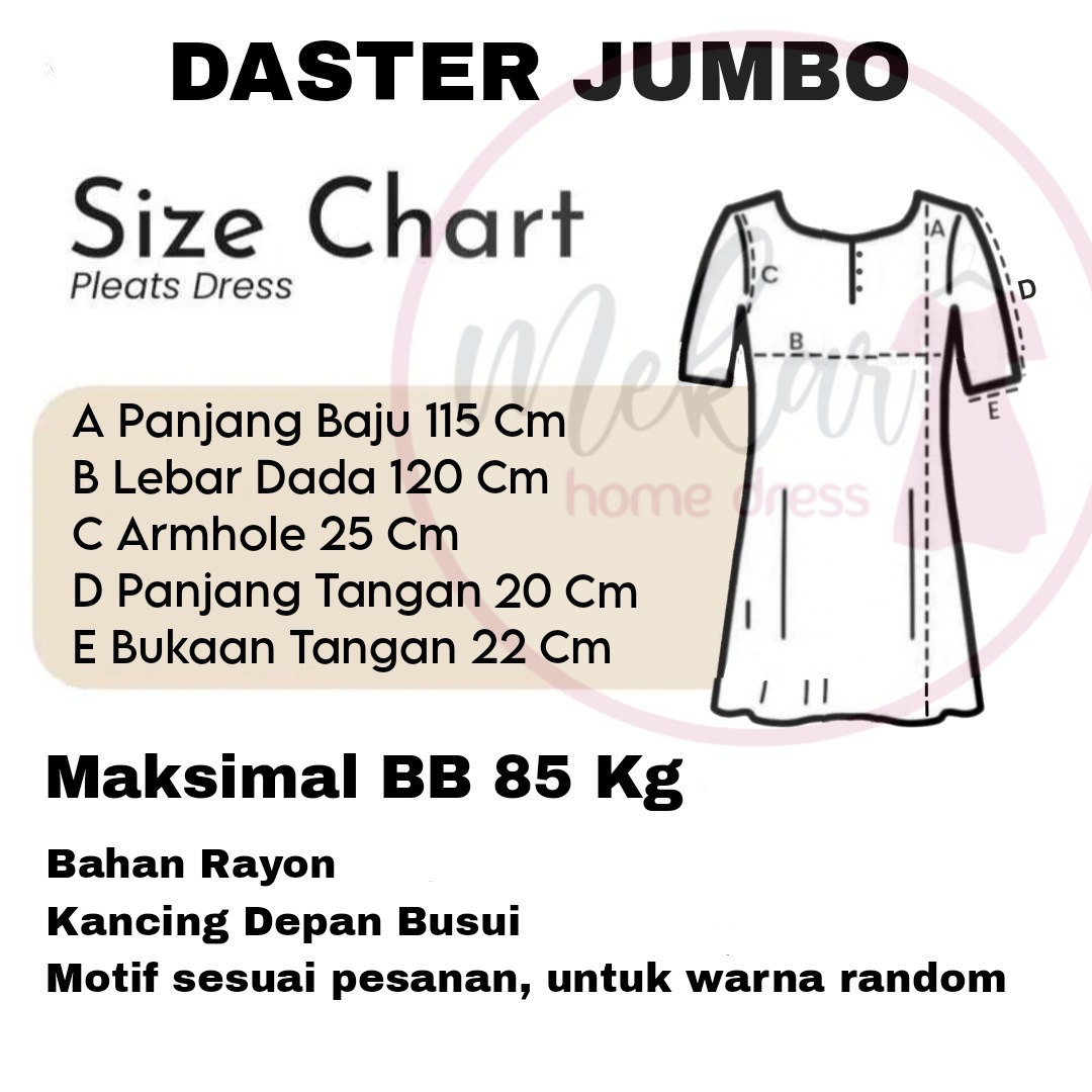 Daster JUMBO BUSUI CABUTAN PRINCESS LD 120 BUTTONS FRONT SHORT SLEEVES ...