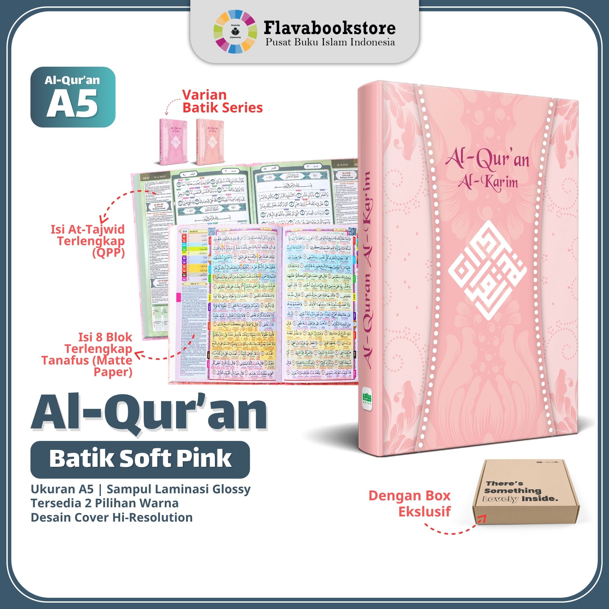 A5 Al Qur'an Pink Batik Series - Al Quran Tajwid 8 Blocks Complete ...